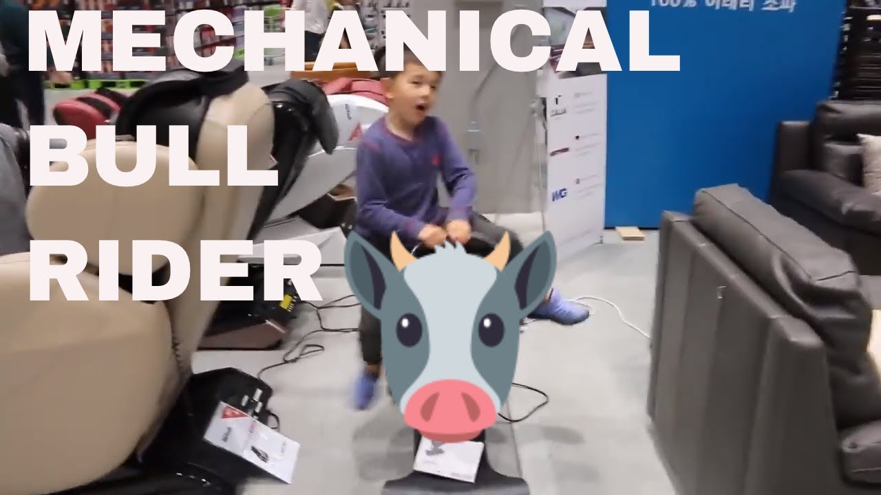 4-year-old boy rides mechanical bull in the store. Yee-ha! - YouTube