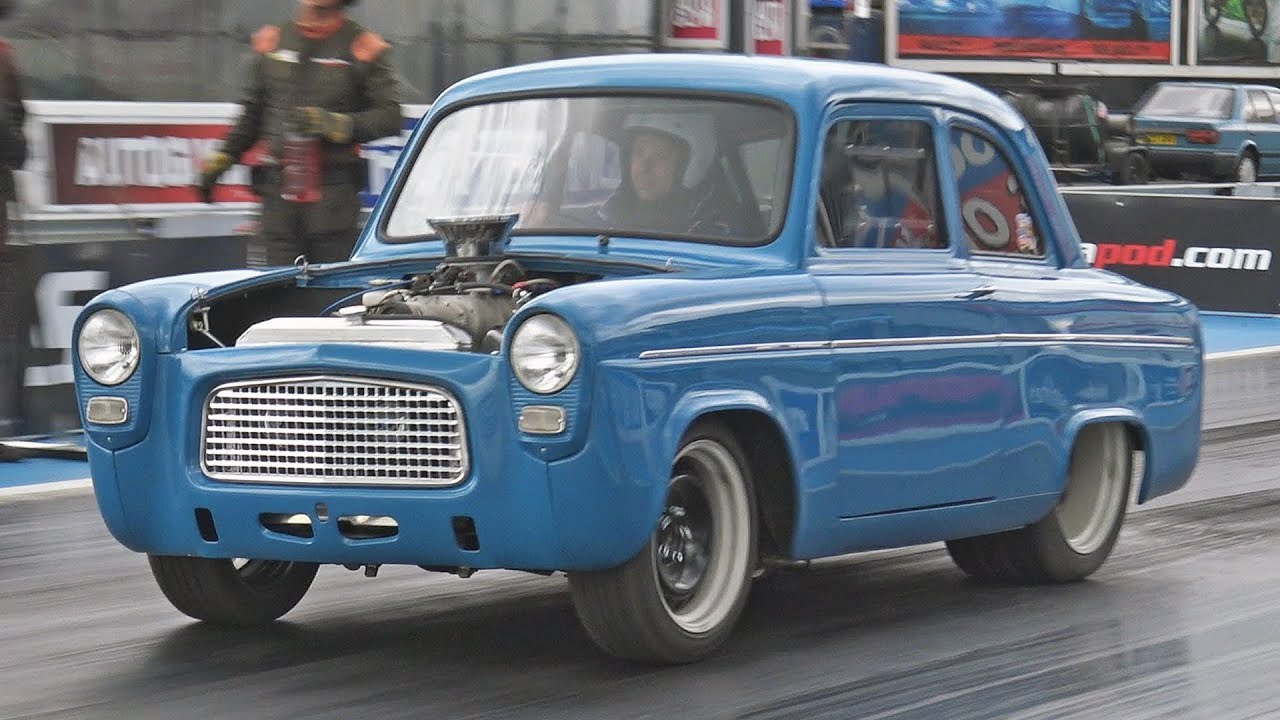 Supercharged V8 Ford 100e at Santa Pod Raceway - YouTube