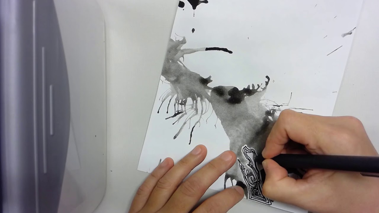 Ink Blowing and filling Negative Space Lesson - YouTube