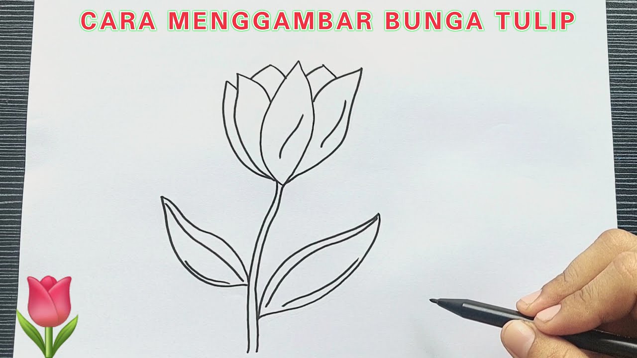 Cara menggambar Bunga Tulip yang mudah, 1 menit langsung bisa ...