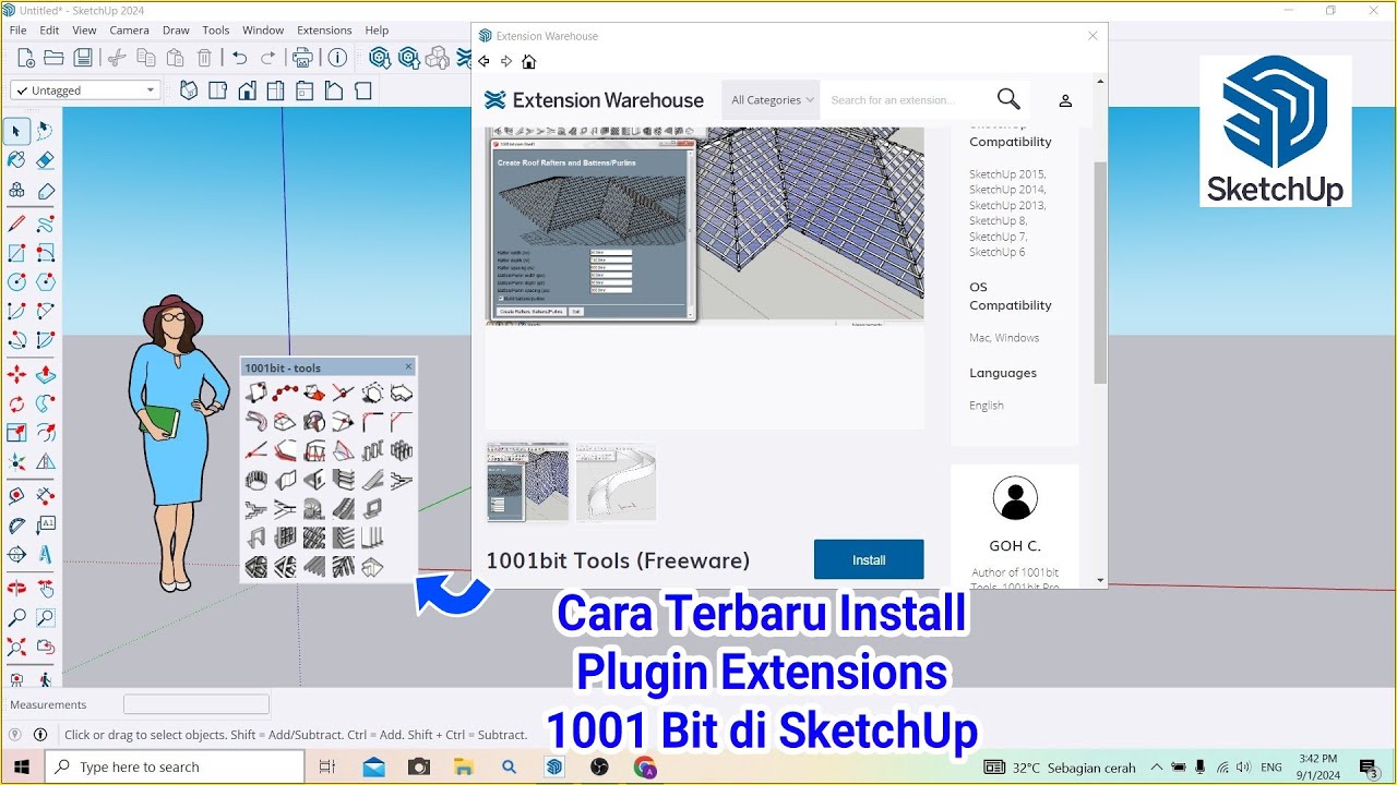 Cara Terbaru Install Plugin 1001 Bit Tools di SketchUp || Bisa Untuk Semua Versi SketchUp - YouTube