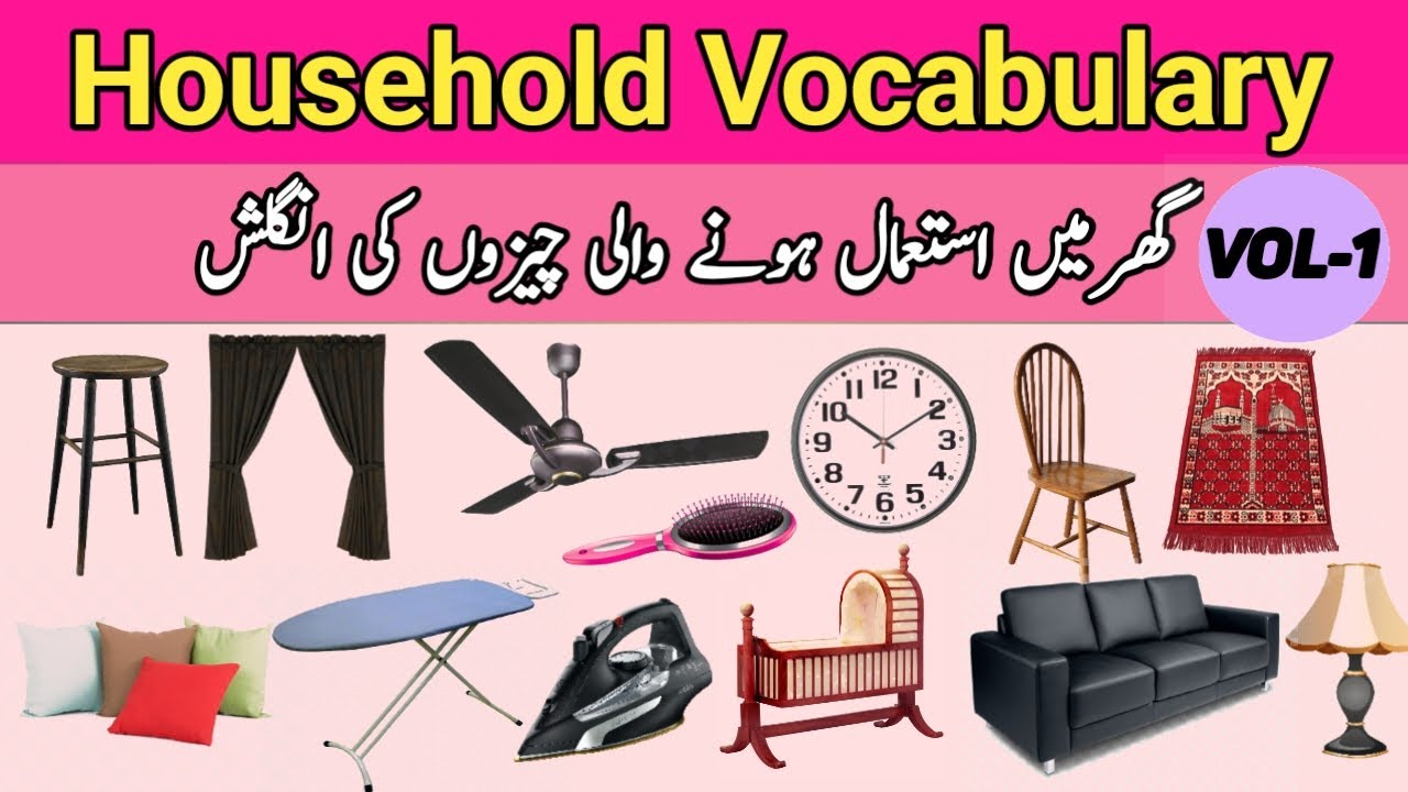 English Household Vocabulary With Urdu Hindi Meaning Households Items english-household-vocabulary-with-urdu-hindi-meaning-households-items