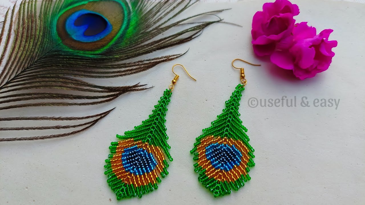 Dazzling Peacock Feathers Earrings Tutorial/ Useful & Easy - YouTube