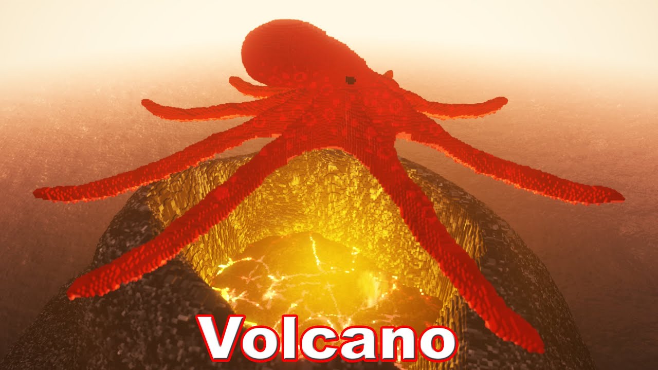 Throwing giant stuff in volcano - YouTube