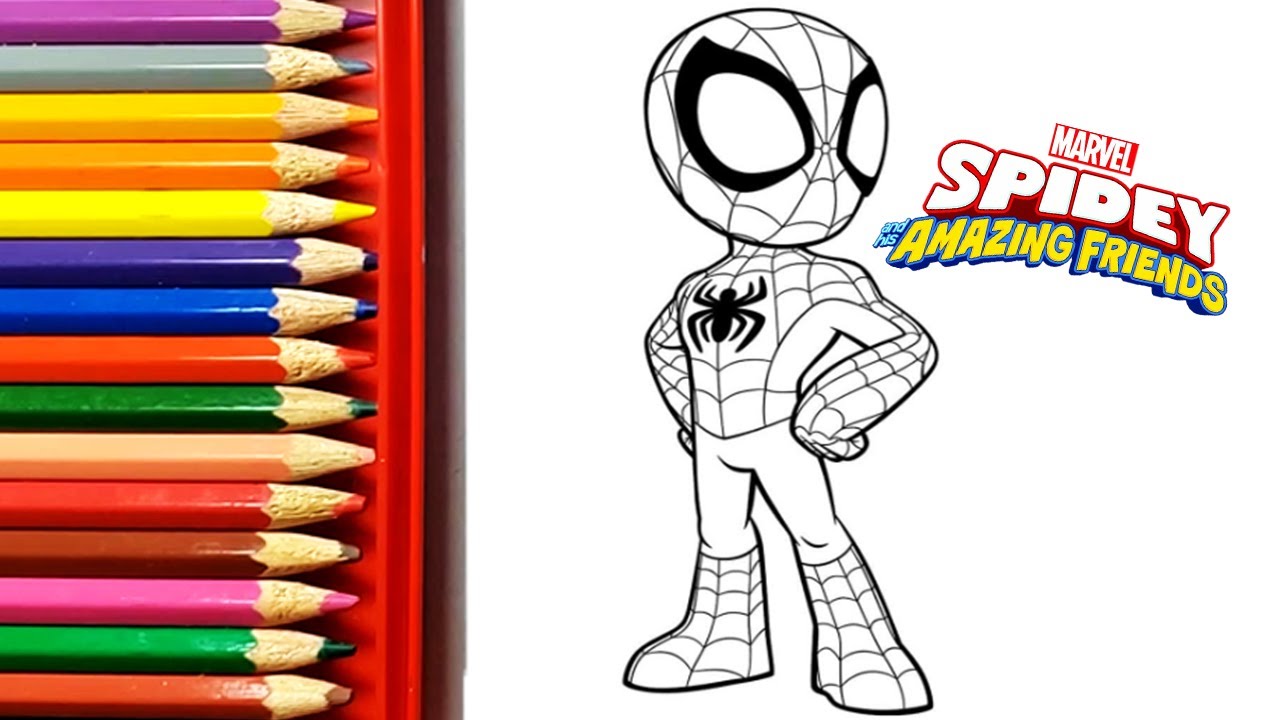 Draw And Color SPIDEY from Spidey And His Amazing Friends | Spiderman ...