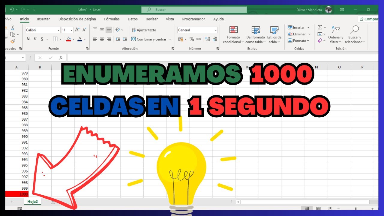 COMO ENUMERAR CUALQUIER CANTIDAD DE CELDAS EN #excel - YouTube