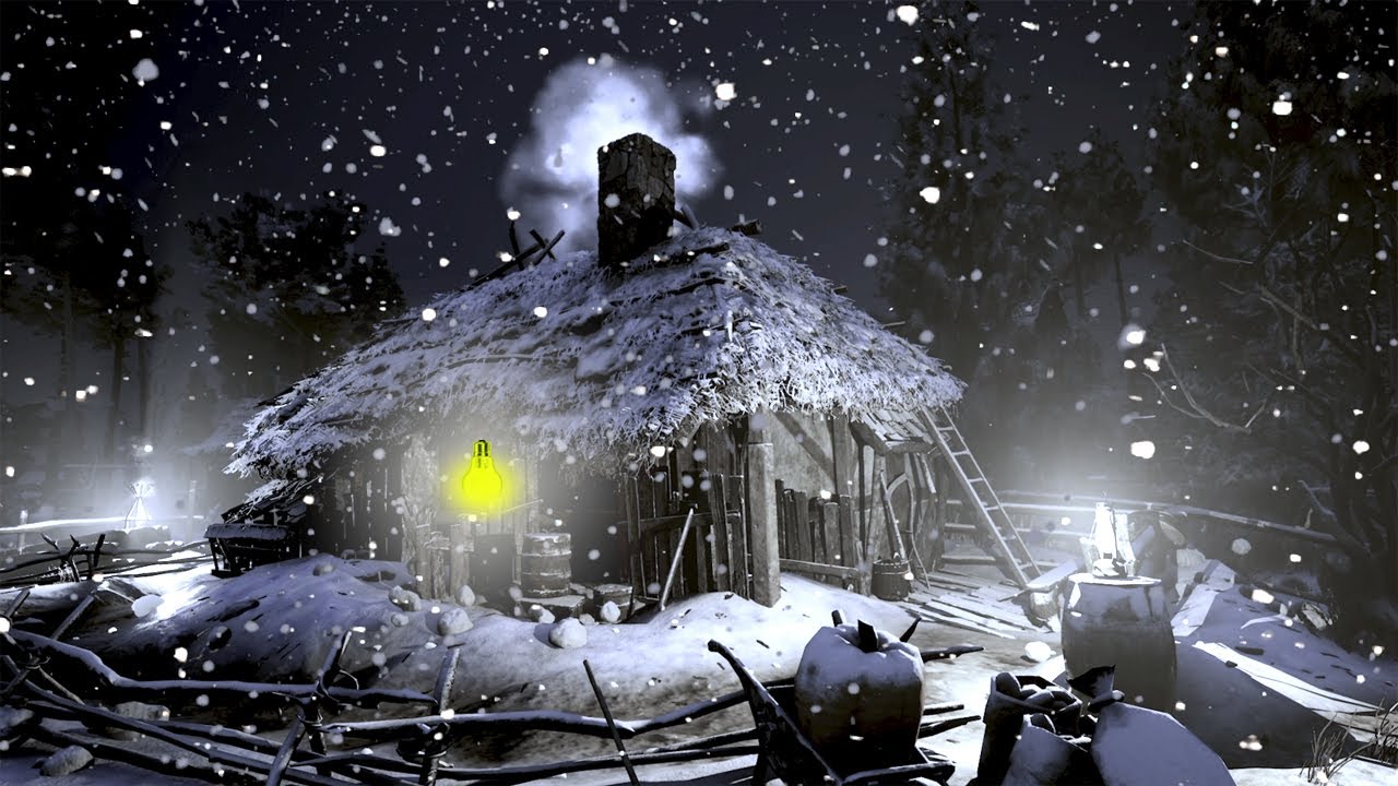 Cozy snowstorm sounds for sleeping 10 hours - Cozy winter hut - YouTube