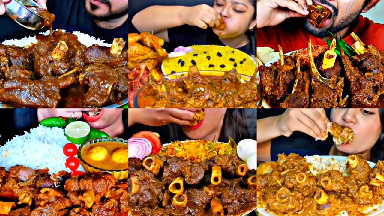 ASMR EATING SPICY MUTTON CURRY, CHICKEN BIRIYANI, EGGS | BEST INDIAN ...