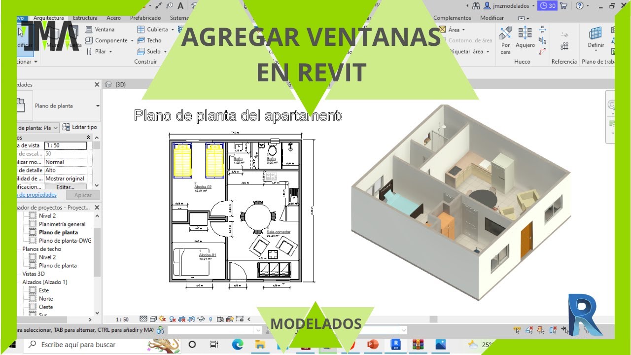 Revit-06-Proyecto01- Agregar ventanas en Revit // Agregar familias de ...