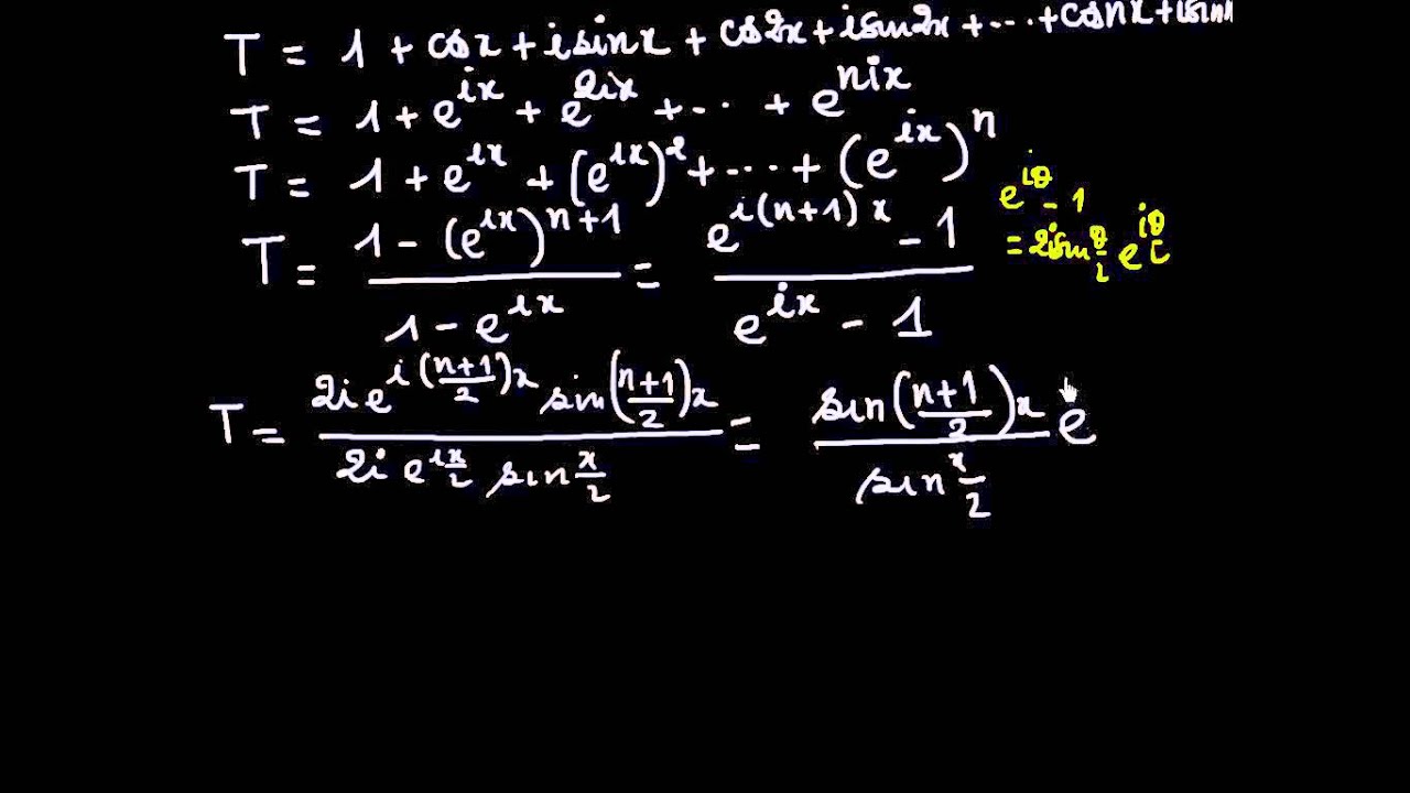Nombres Complexes Calculer 1 cos x cos 2x cos nx YouTube Nombres Complexes Calculer 1 cos x cos 2x cos nx YouTube
