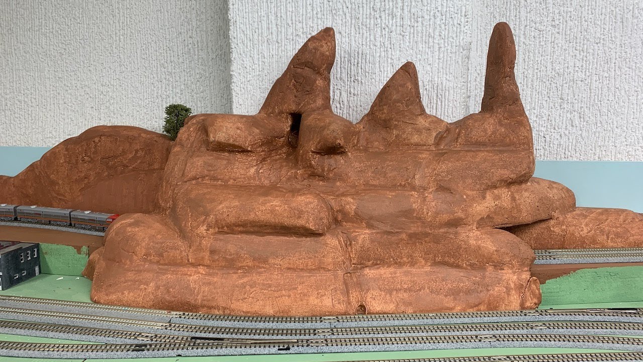 N Scale Model Railway Foam Mountain Built - First One - YouTube