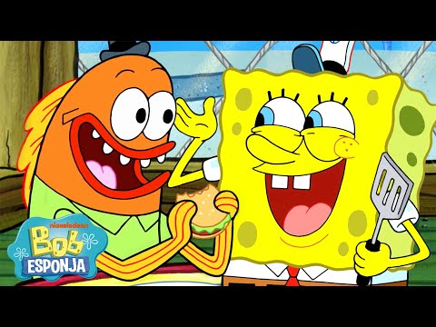 Bob Esponja | ¡1 Horas de Pura Felicidad en el Crustáceo Cascarudo! 🍔 | Bob Esponja en Español