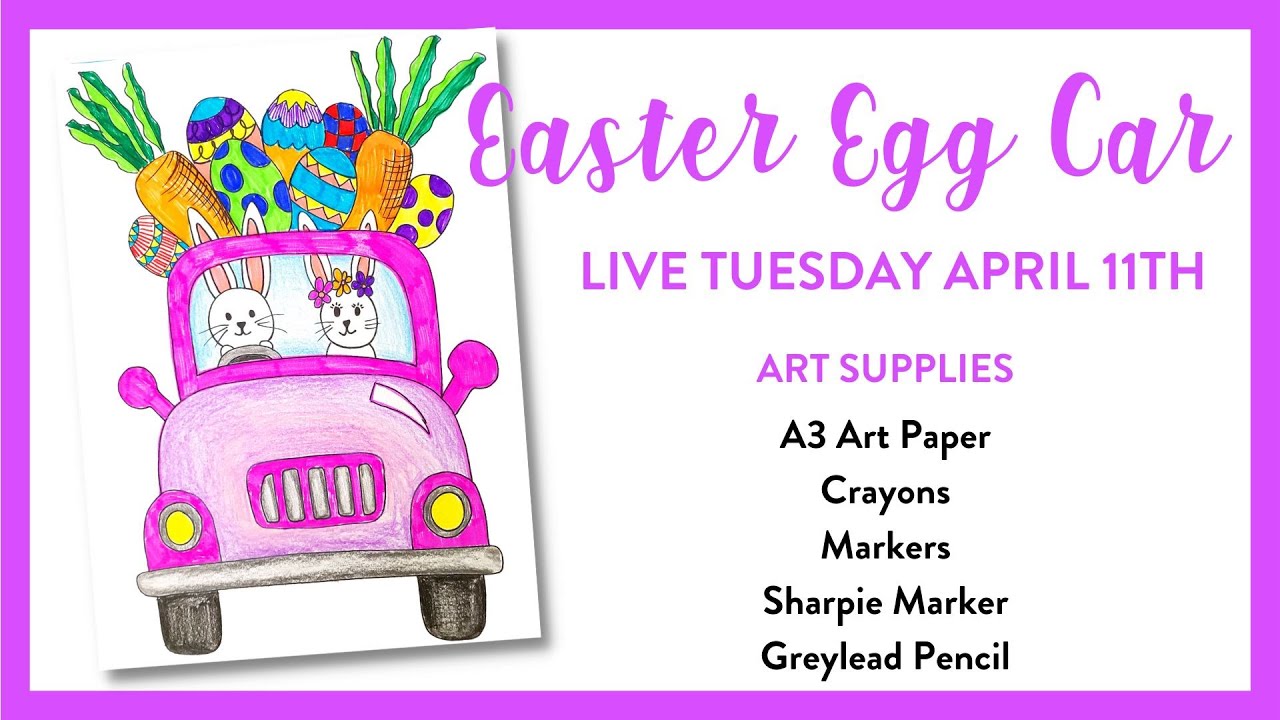How to draw a Easter Egg Bunny Car Live Art Class - YouTube