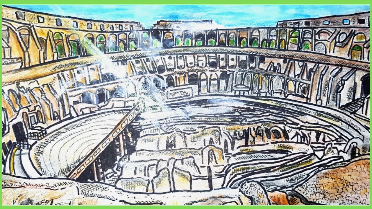 Colosseum Interior Drawing The Colosseum Or Coliseum, Aka Flavian
