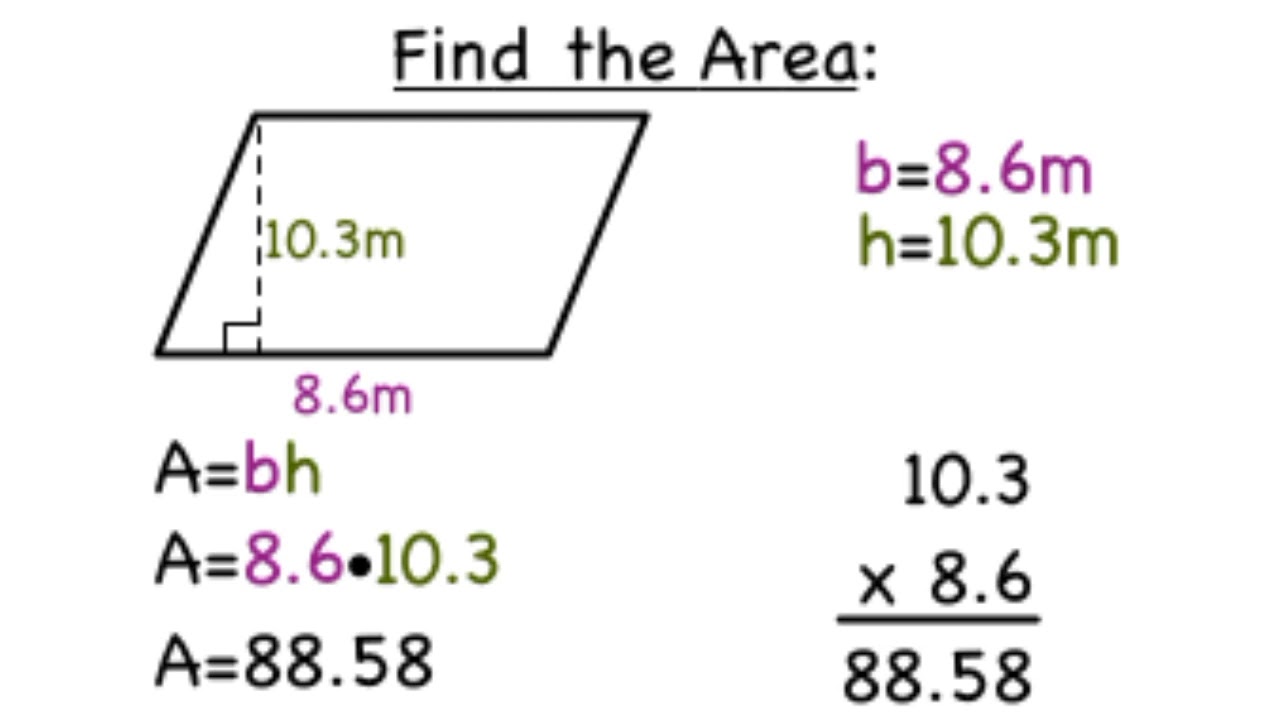 Area of parallelogram and triangles. M103 - YouTube