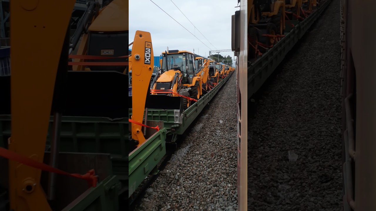JCB in railway track - YouTube