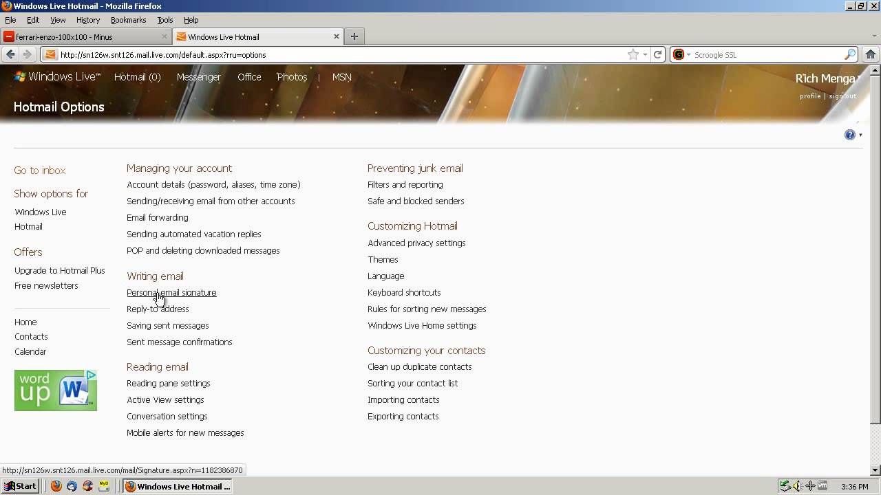 How To Use A Web-Based Hotmail Email Signature With Image - YouTube