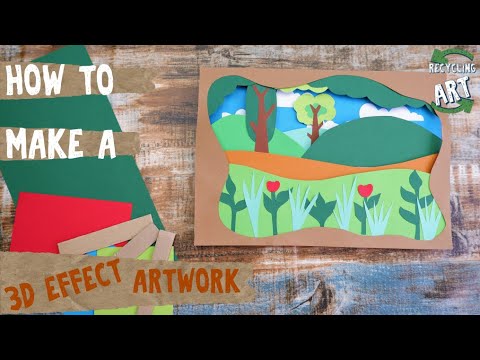 How to make a 3D effect Artwork - Coloured paper - Recycling Artwork ...