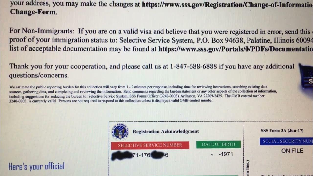 My Selective Service System registration (on file) - YouTube