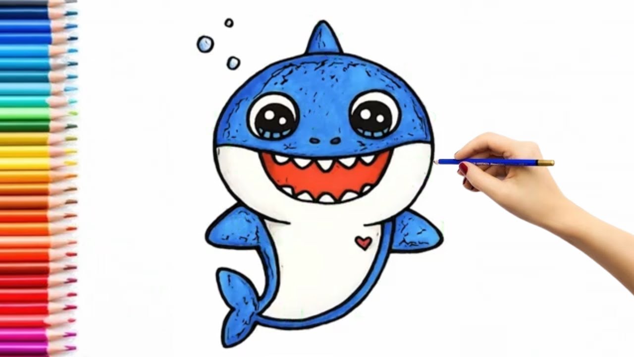 How to draw baby shark step by step for kids and babies - YouTube