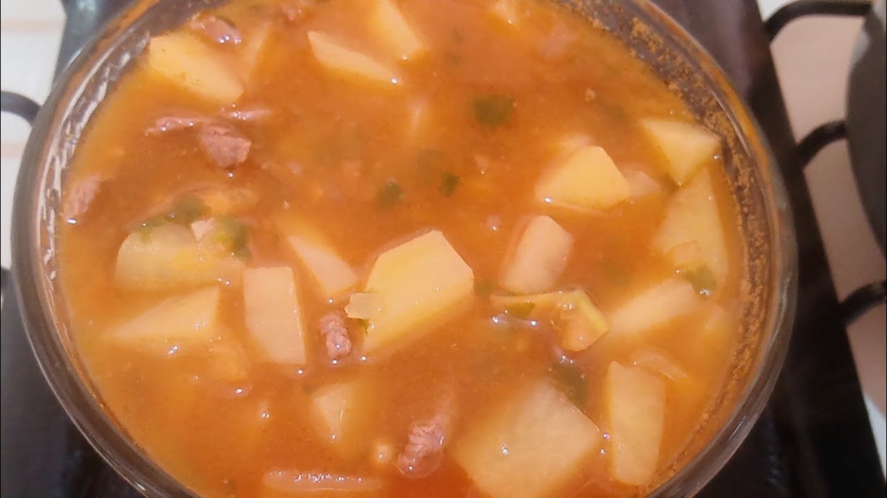 caldo de papas con carne - YouTube