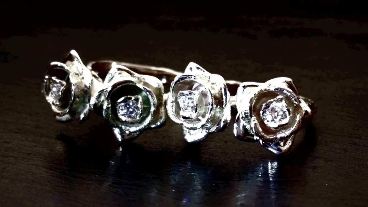 Double Rose Ring 18K Gold with Diamonds - YouTube