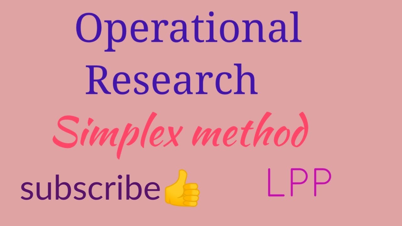 Simplex method Operational Research |PG TRB maths|TRB Polytecnic - YouTube