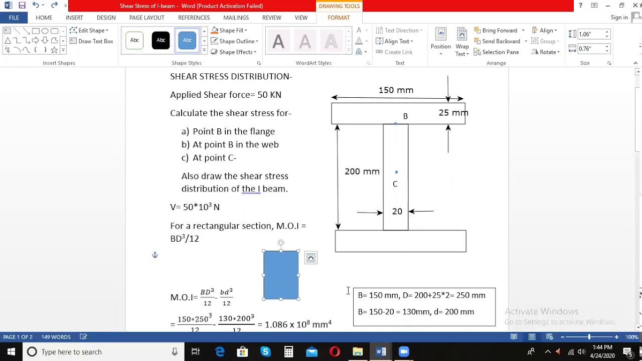 Shear Stress formula Moment of Inertia of I Beam - YouTube
