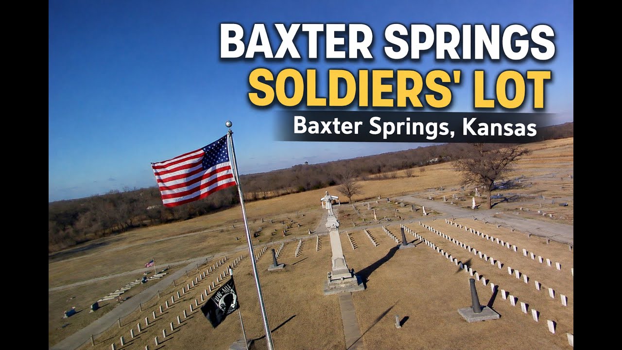 Aerial Views of a Civil War National Cemetery in Baxter Springs, Kansas ...