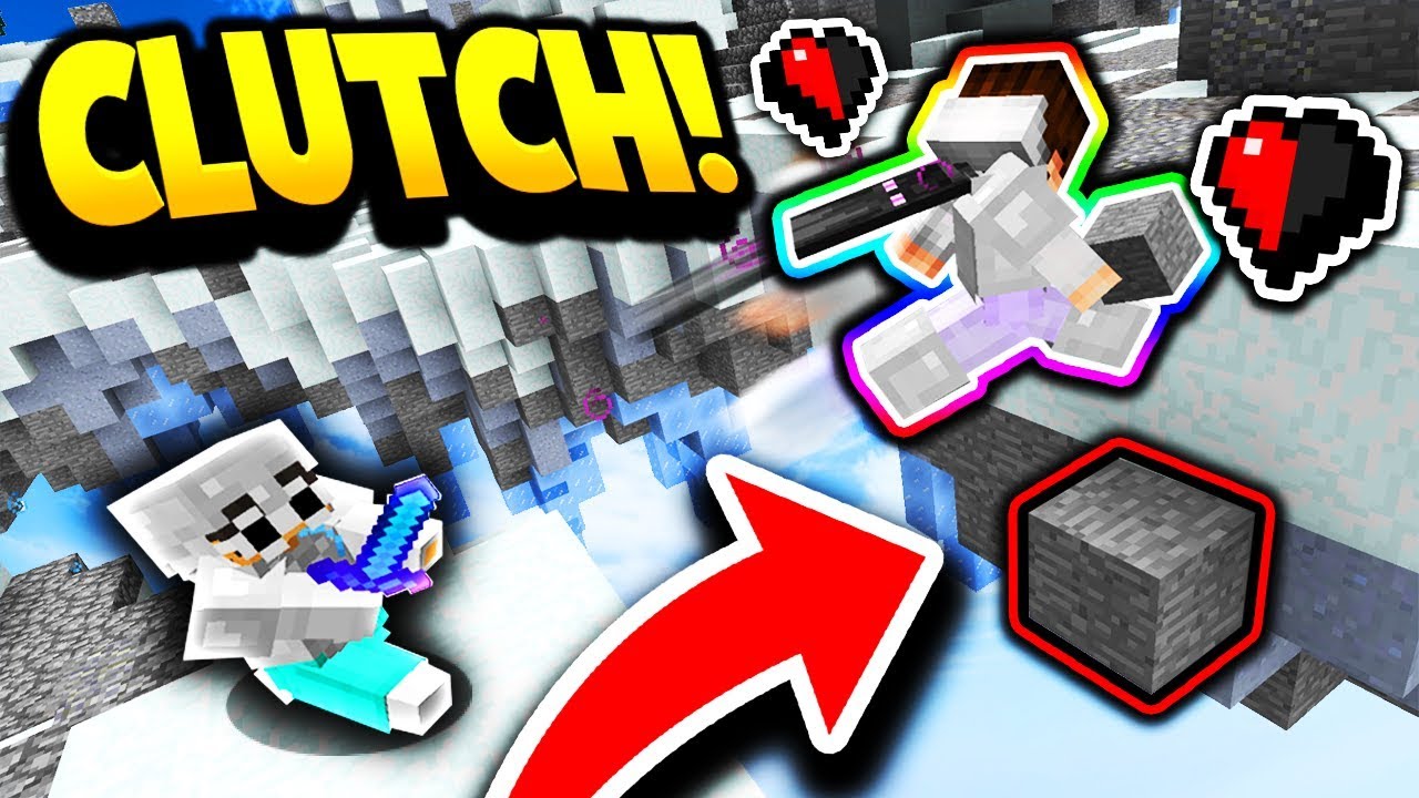 LUCKIEST HALF A HEART BLOCK CLUTCH! (Minecraft Skywars) - YouTube