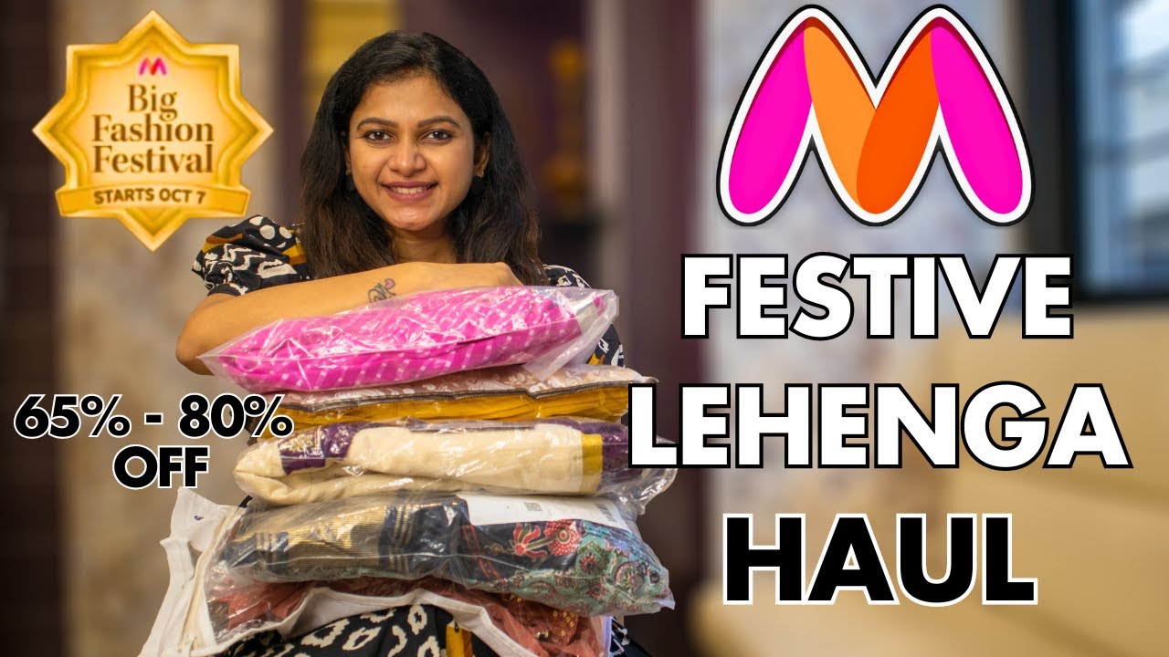 Myntra LEHENGA Haul Festive Special | Myntra Haul | Basic With Divya ...
