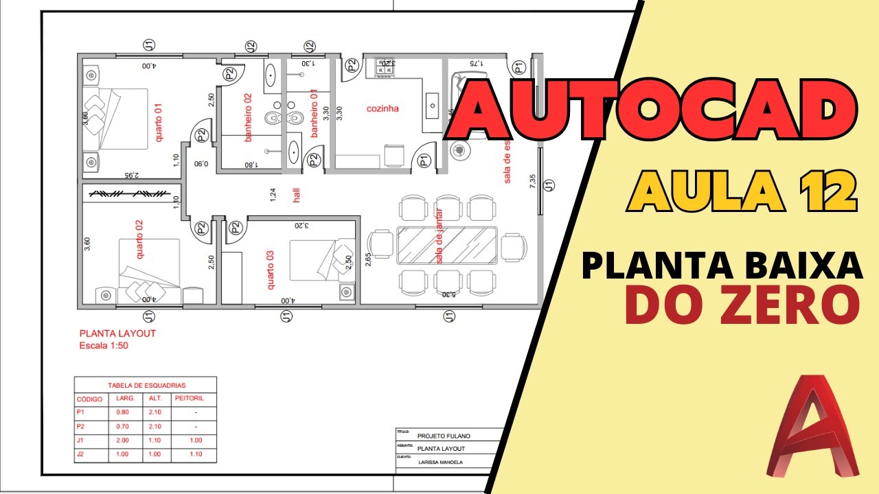 Planta baixa no AUTOCAD DO ZERO - Desenhando uma planta completa - YouTube