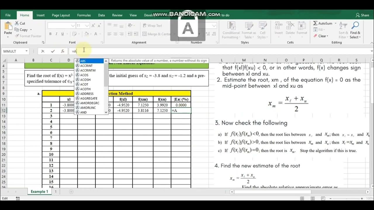 Bisection Method - Non Linear Equation - YouTube