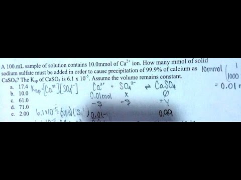 [Chemistry] A 100.mL sample of solution contains 10.0mmol of Ca ion ...