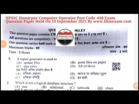 hpssc/computer operator (post code 848)/part=1//..19/09/021/answers according to official answer ...