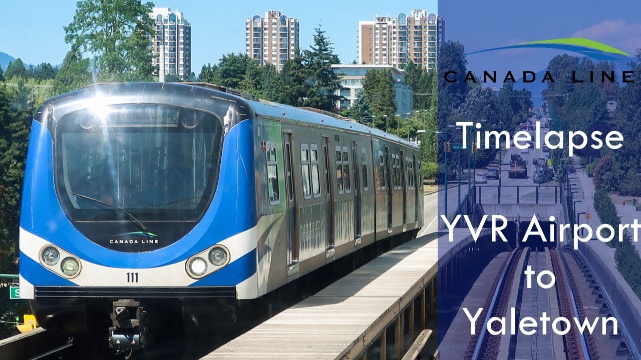 Ride on Canada Line YVR Airport to Yaletown Roundhouse Timelapse in 3 ...