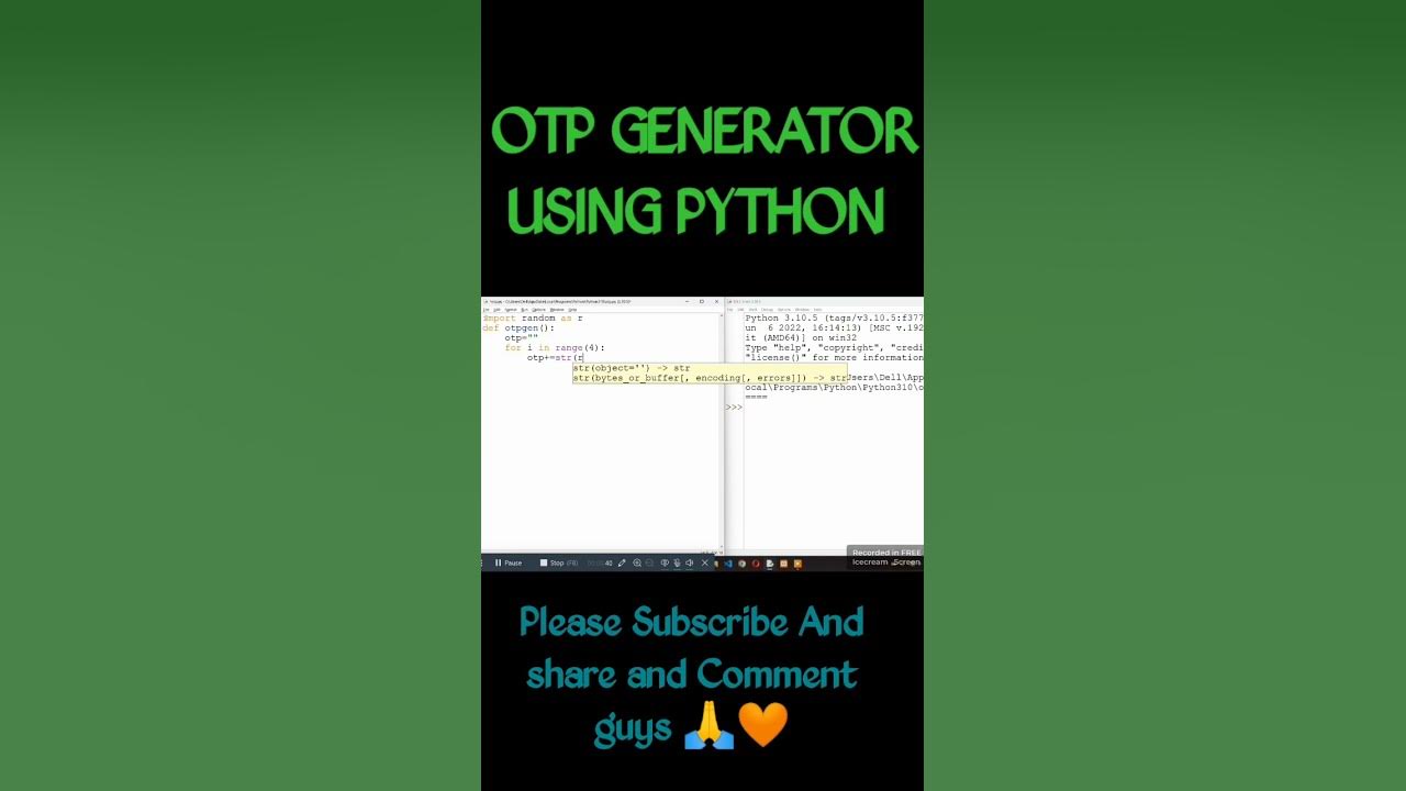 Otp Generator Using Python For Beginners Otp Python Coding Shorts Viral Surajtech1798