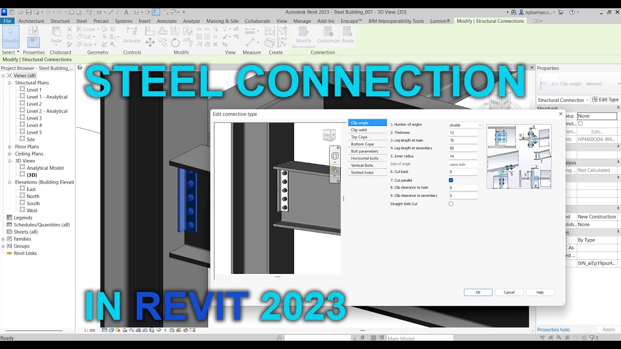 #001-STEEL CONNECTION IN REVIT 2023 - YouTube