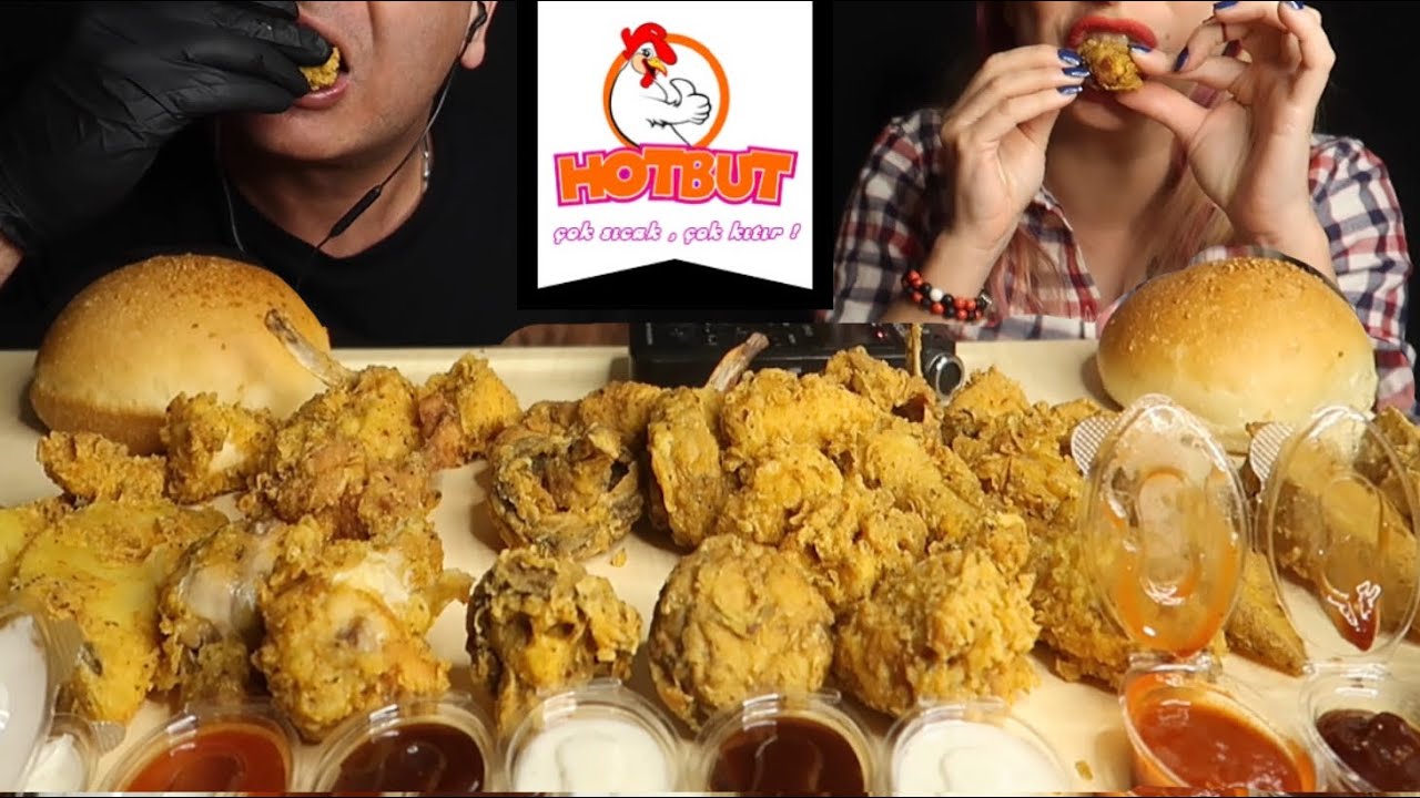 TÜRKÇE ASMR | HOTBUT | TAVUK KANAT,NUGGET,MANTAR,ELMA DİLİM PATATES ...