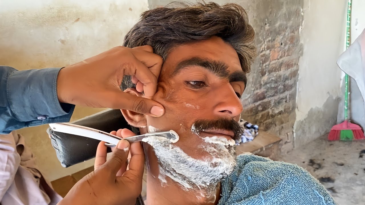 ASMR Fast Shave with Straight Razor | Big Beard Clean shaving - Hair ...