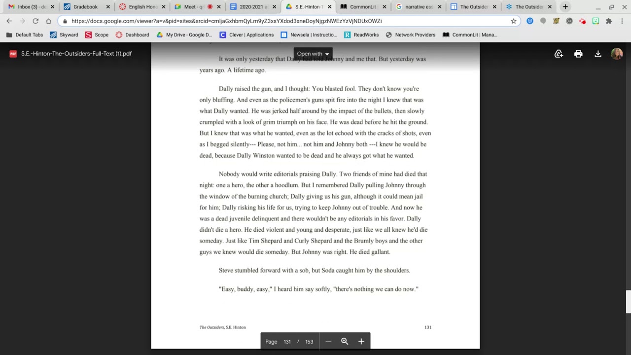 Chapter 10 of The Outsiders - YouTube