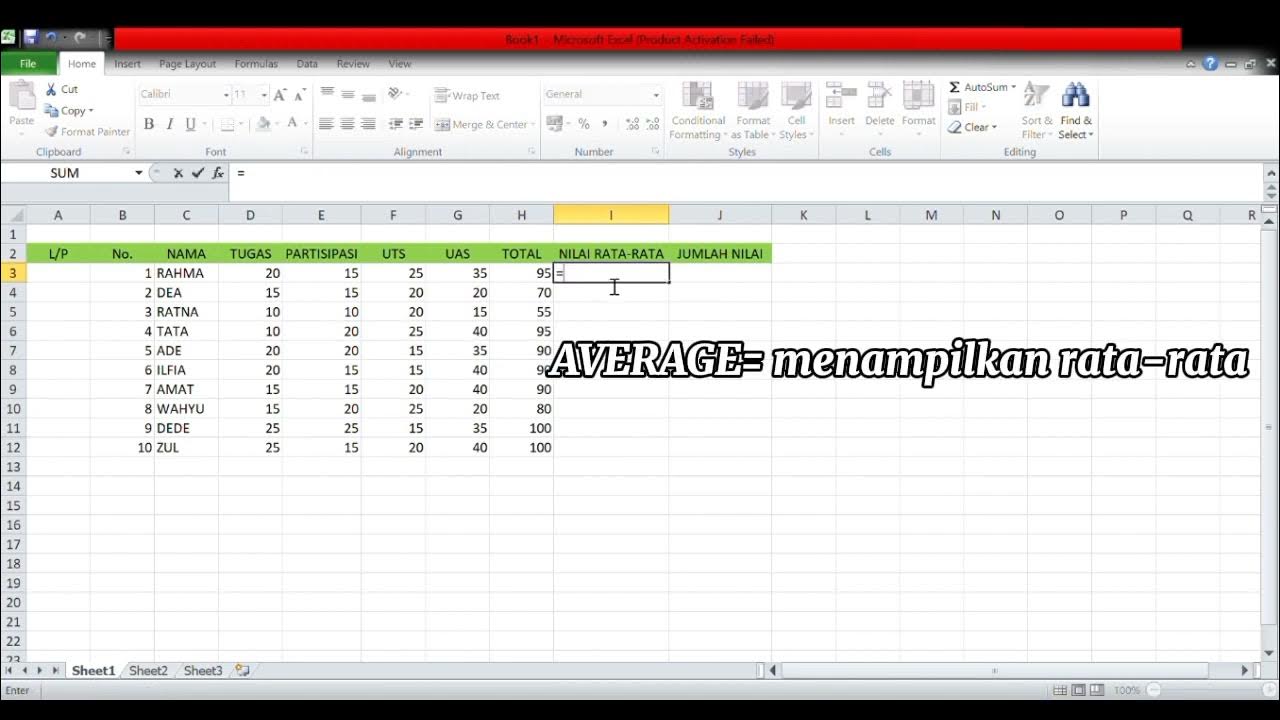 CARA PENGGUNAAN RUMUS SUM, MIN, MAX, COUNT, COUNTIF, COUNTA, AVERAGE DI MICROSOFT EXCEL - YouTube