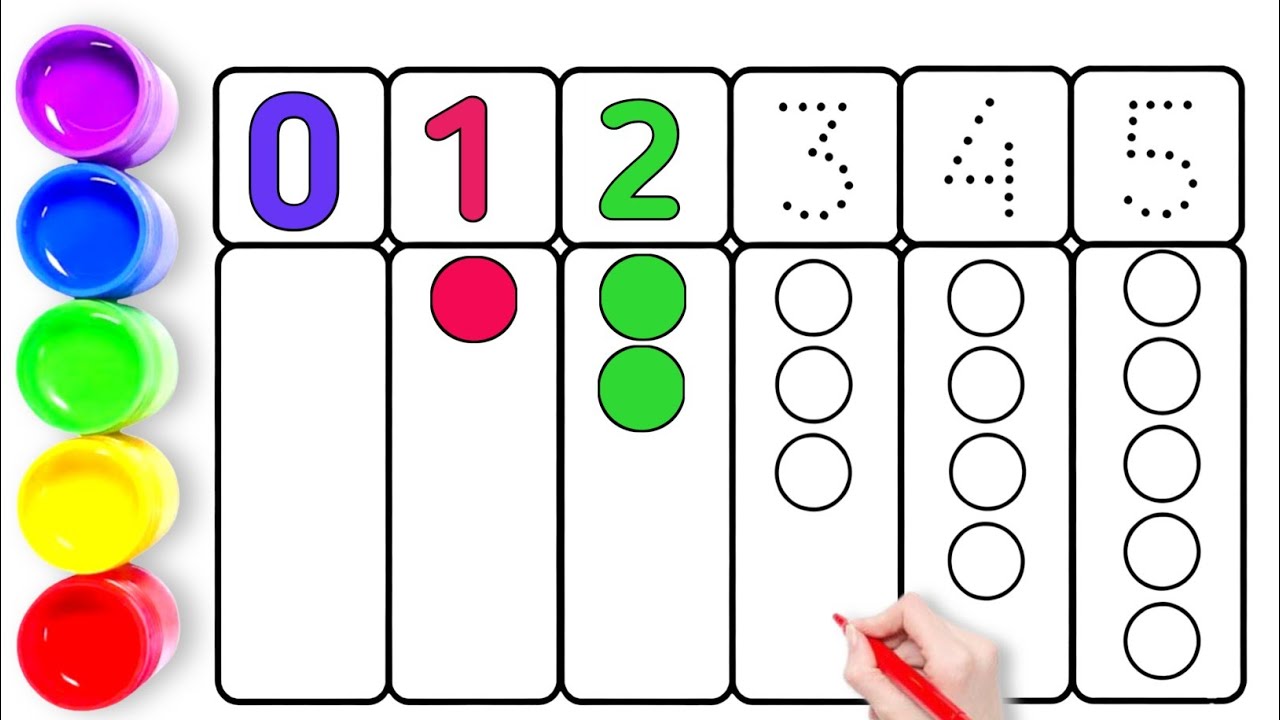 Learn Number Drawing By Using Colour | 12345 Number Counting | एक दो ...