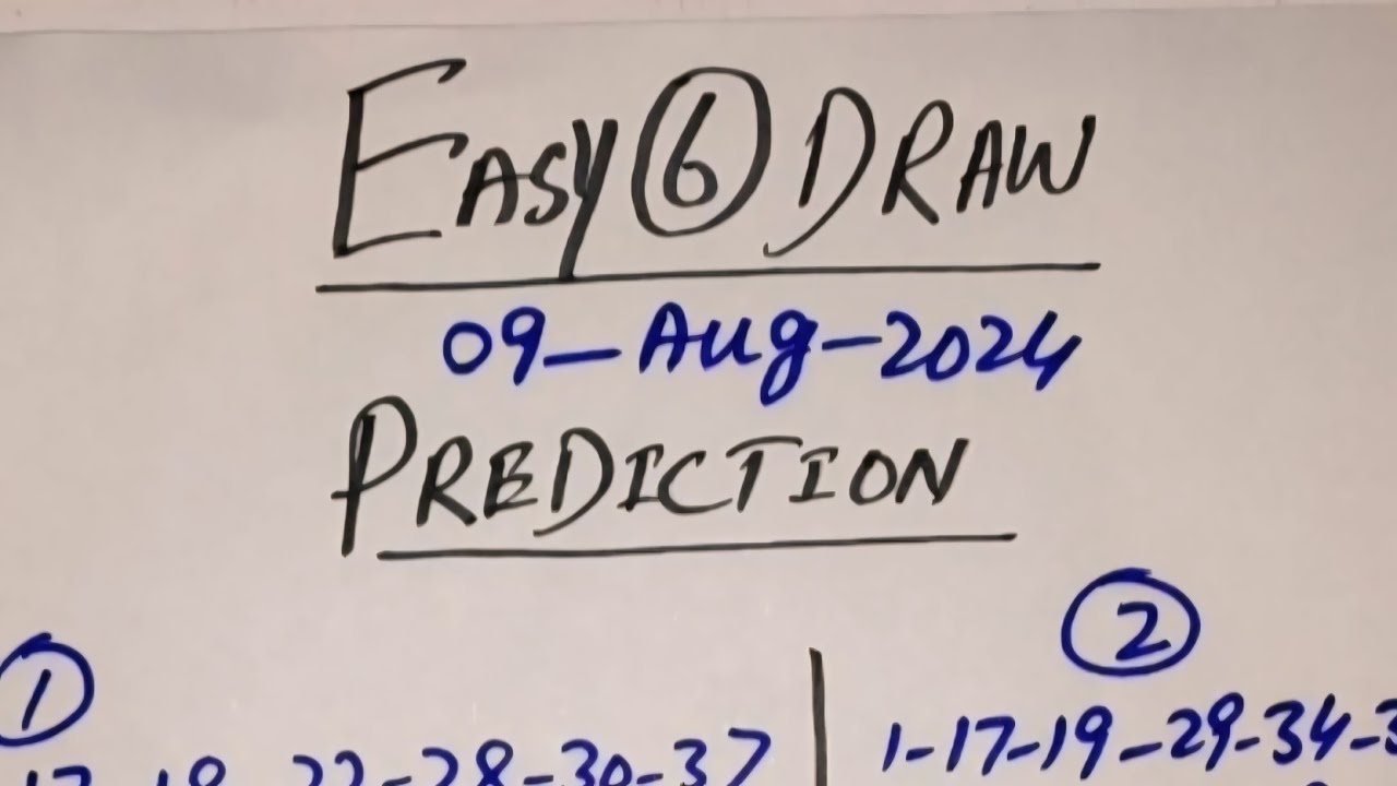 Easy 6 Lottery Numbers Prediction - 9 Aug 2024 ! - YouTube