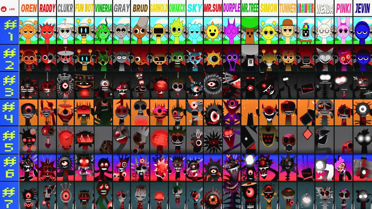 Mix Random Characters in Sprunki Incredibox | Phases 1,2,3,4,5,6,7 ...