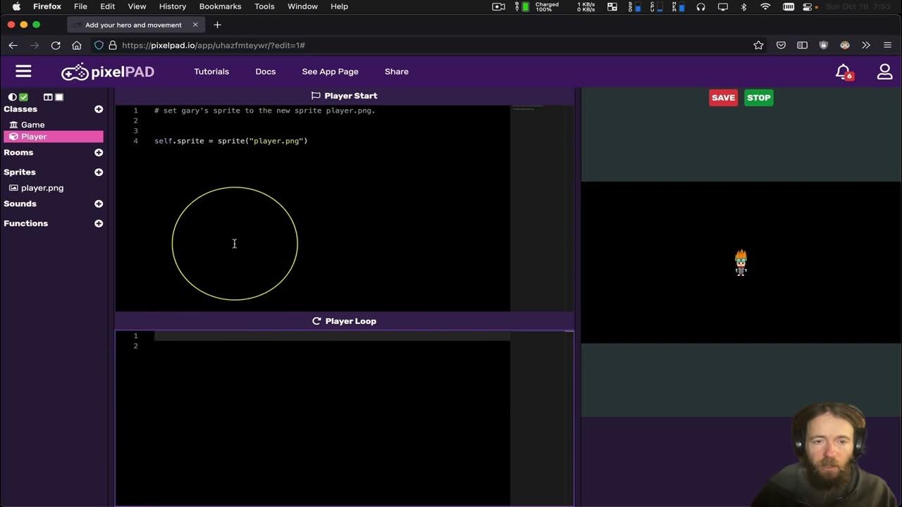 Create a Player and movement with keyboard input in Pixelpad with Python - YouTube