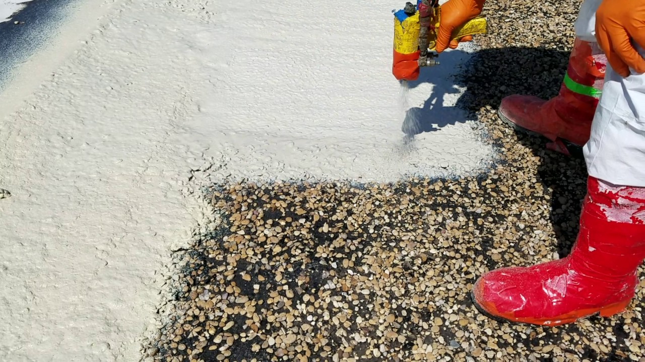 Expandothane over built up roof - YouTube