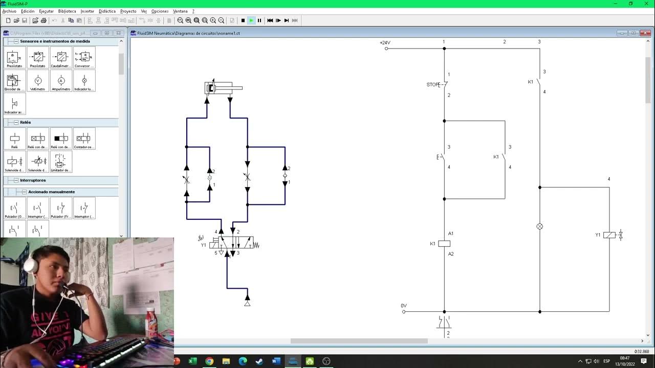 EJEMPLO EN FLUID SIM DE ELECTROVALVULAS - YouTube
