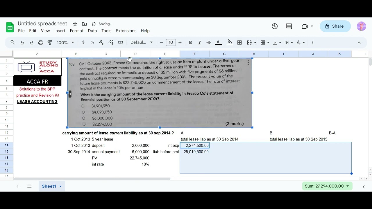 ACCA FR Lease Accounting 108 - YouTube