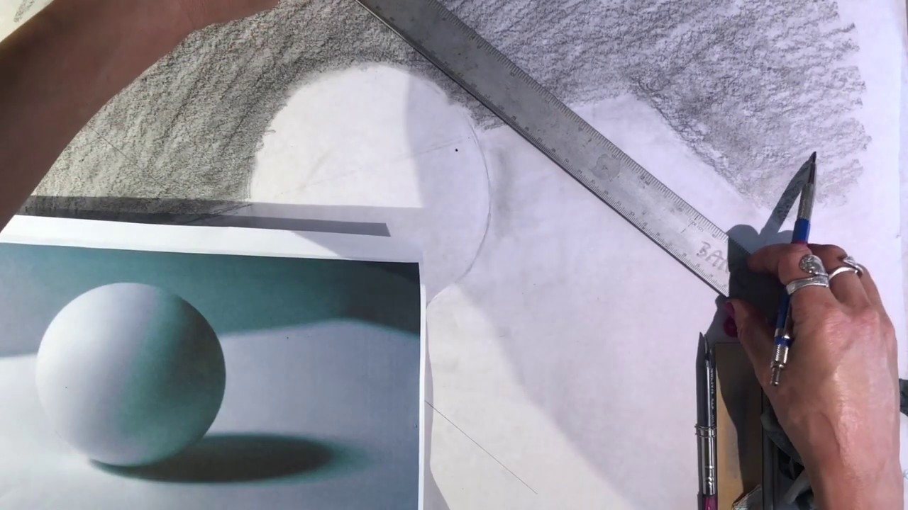 Drawing a Sphere with a Cast Shadow in Preparation for Shading a Sphere ...